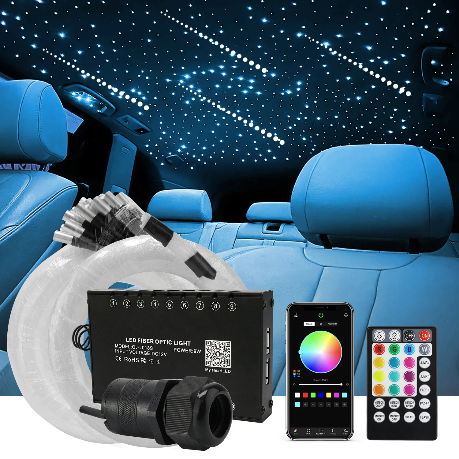 6W RGBW Car Starry Sky Ceiling with 18LEDs Meteor shooting star Led ...