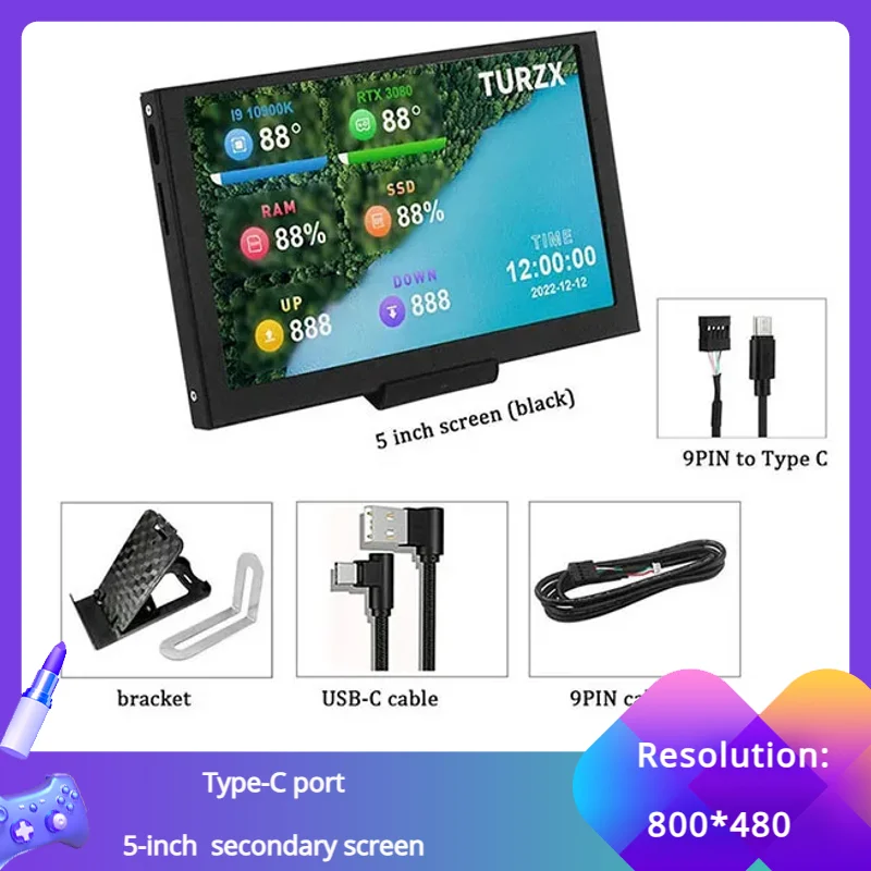 IPS-Tipo-C-Secund-rio-Tela-Computador-5-LCD-Monitor-Display-USB-Din ...