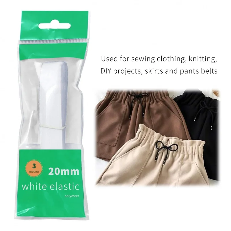 Elastic-White-20mm-x-2m-Elastic-Band-Elastic-Band-Strong-Flat-Woven ...