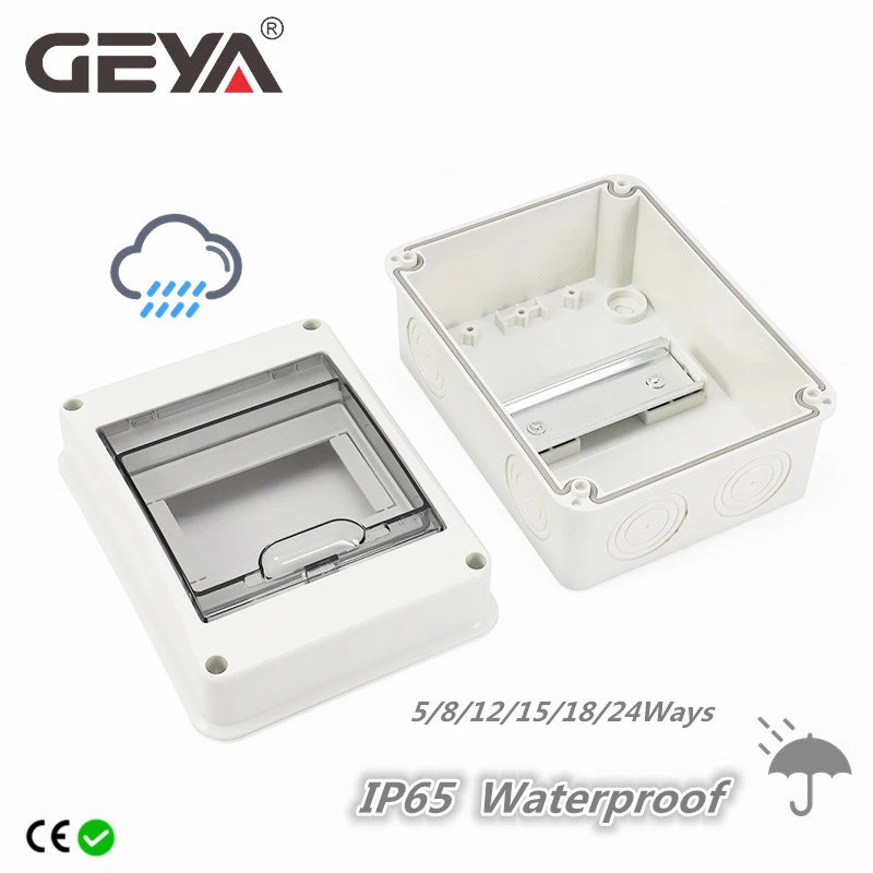 GEYA NEW HT 5/8/12/15/18Ways Outdoor Waterproof Electrical Distribution Box Circuit Breaker MCB ...