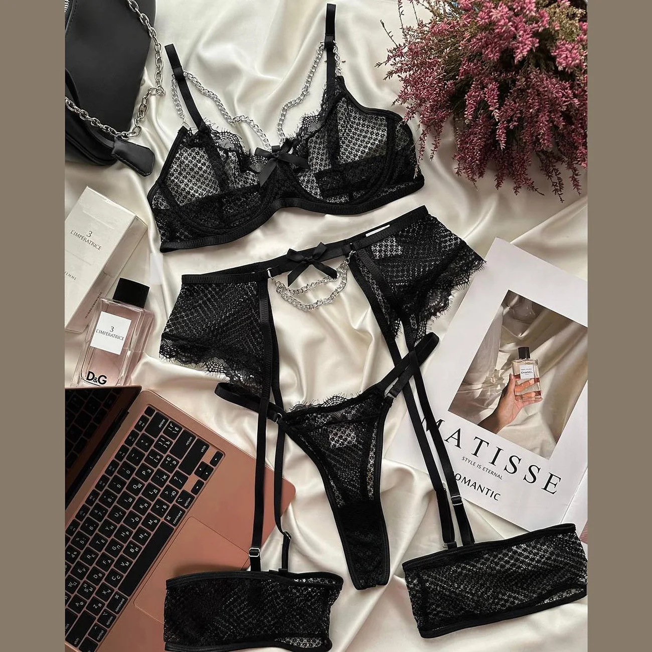 Conjunto-de-lencer-a-ntima-para-mujer-ropa-interior-sujetador-con-aros ...