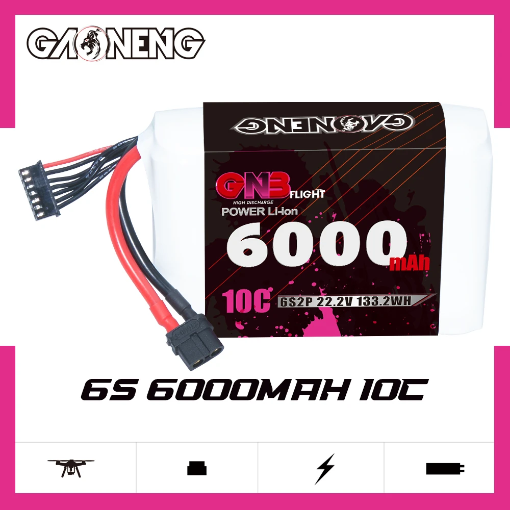 GAONENG-GNB-6000mAh-6S-10C-20C-22-2V-XT60-18650-Li-ion-Battery-RC ...