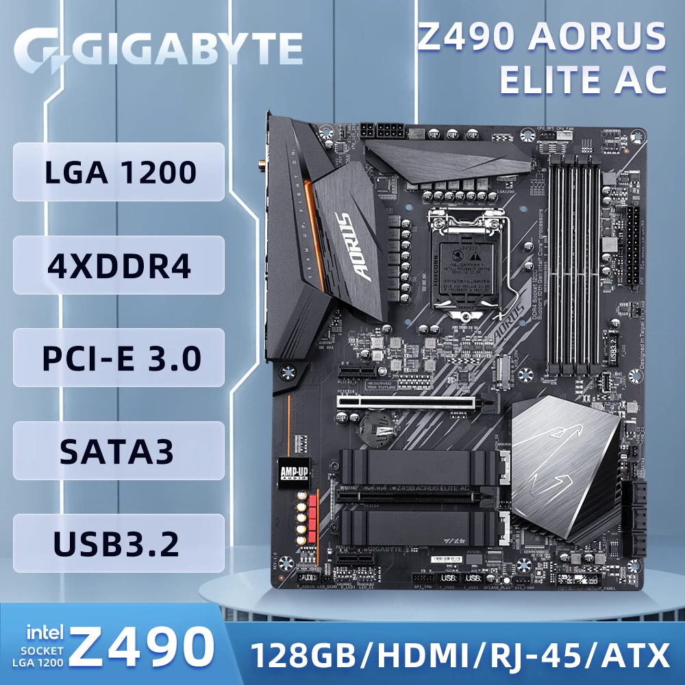 Gigabyte-z490-aorus-elite-ac-placa-m-e-lga1700-suporte-i9-11900KF ...