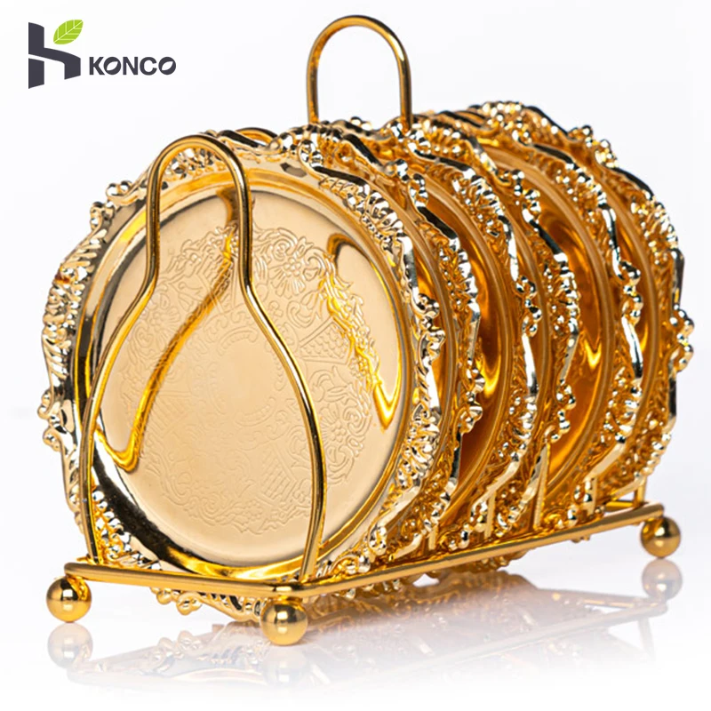 6pcs-Golden-Dining-Plates-Set-Mini-Cake-Plates-Vintage-Serving-Tray ...