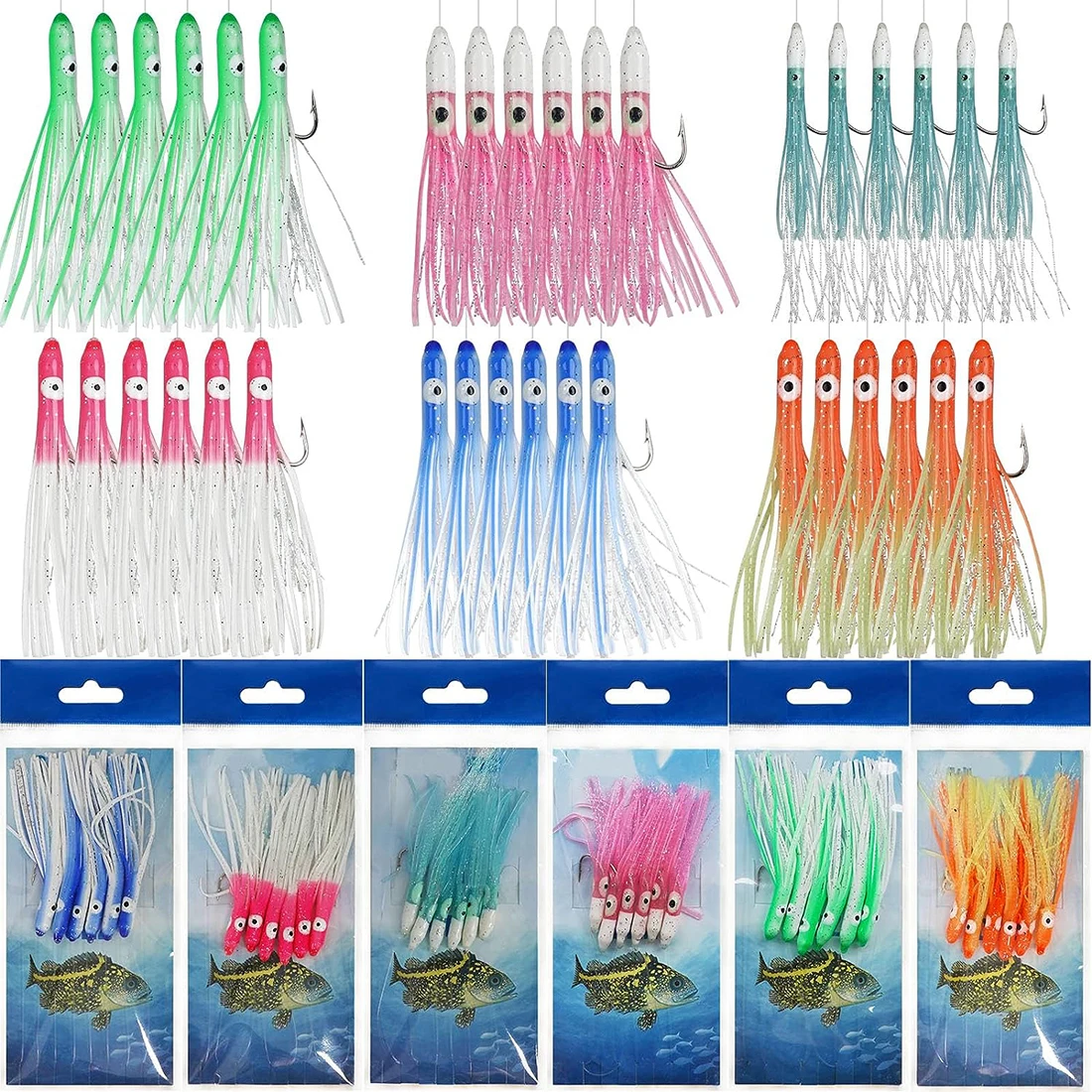18Packs-Mackerel-rigs-String-fishing-hook-Octopus-skirts-Fishing-bait ...