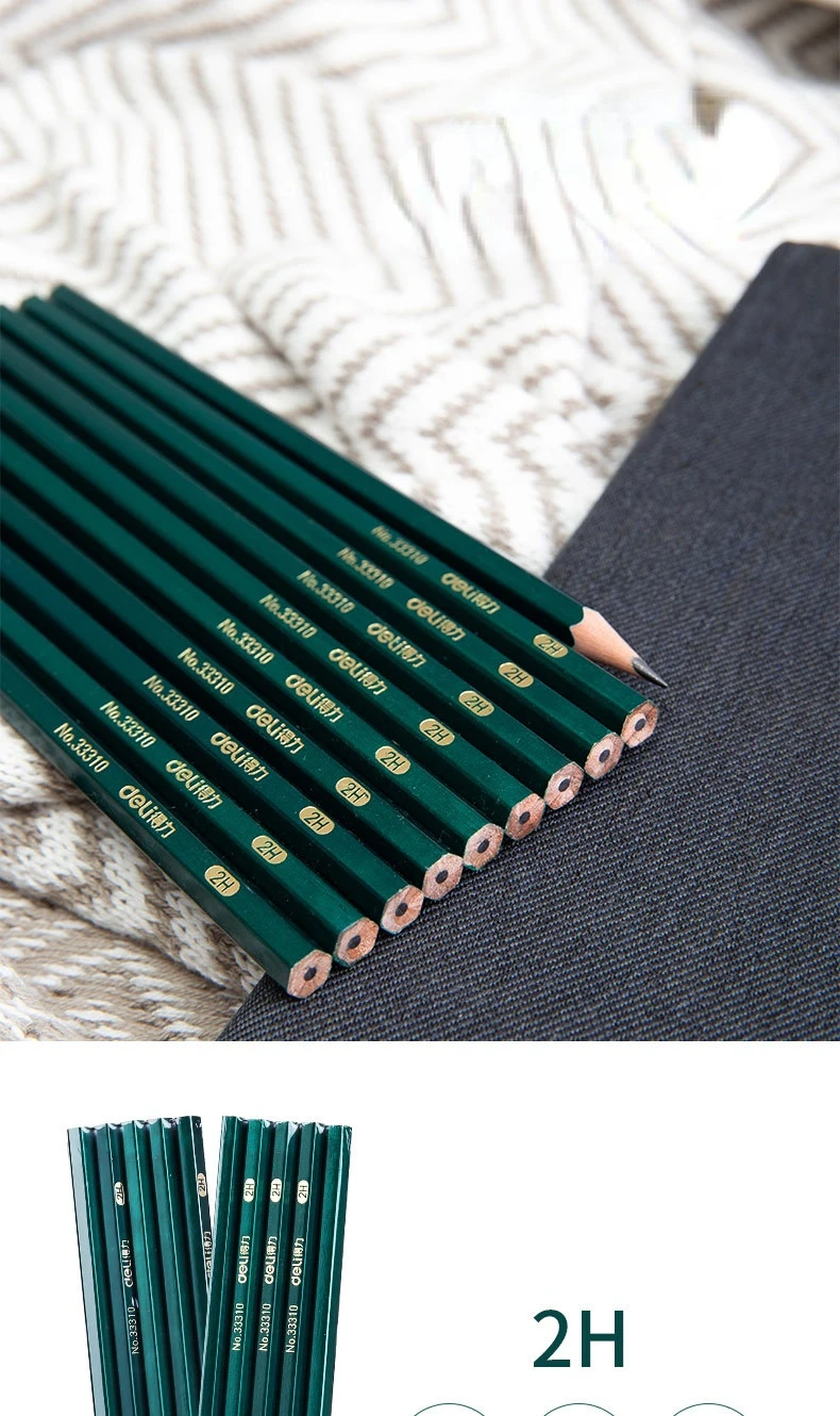 Crayon graphite,Crayon Hexagonal en tilleul, 2H-HB-2B, 10 pièces, pour ...