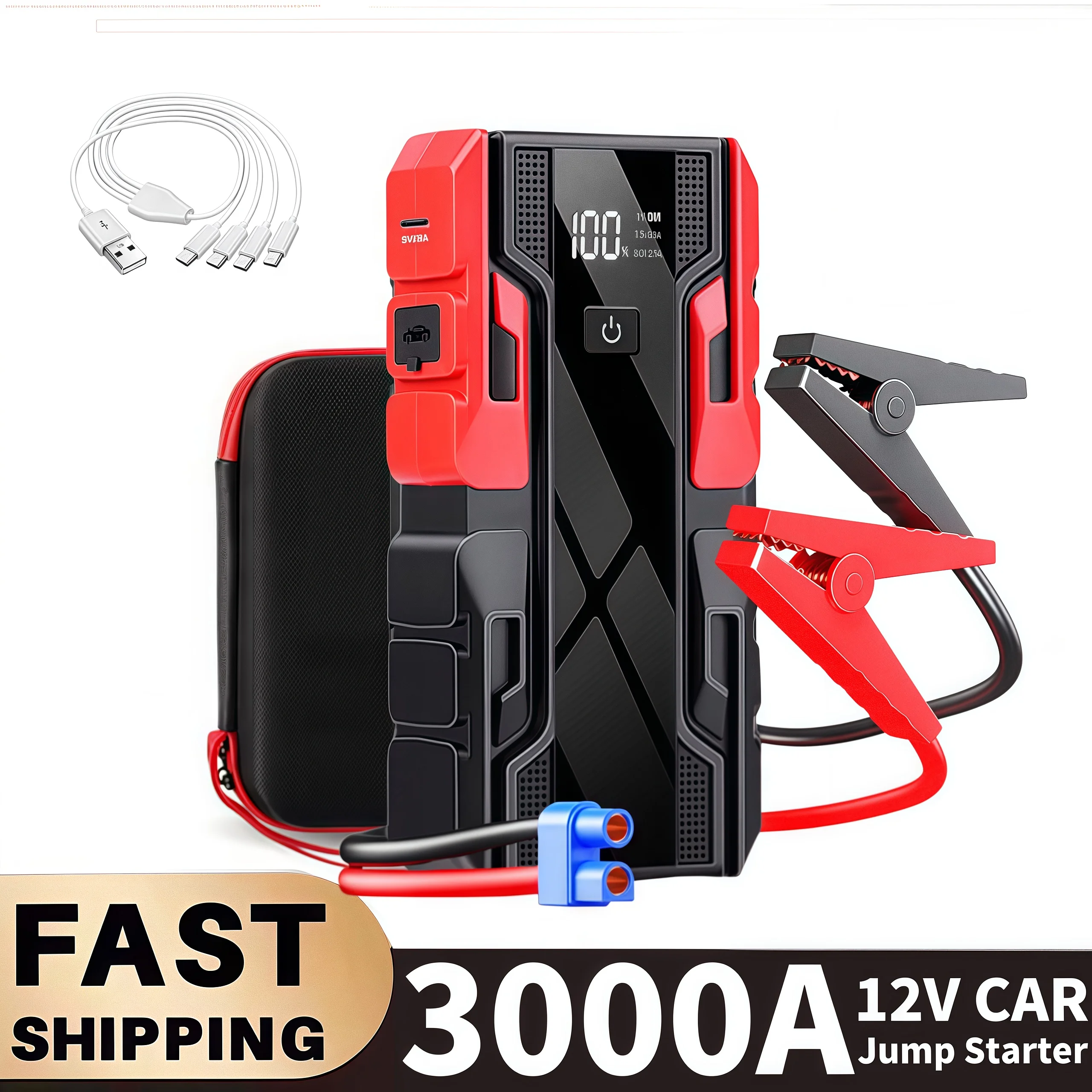 New 12V 99800mAh 3000A Car Jump Starter Car Battery Starters Portable ...