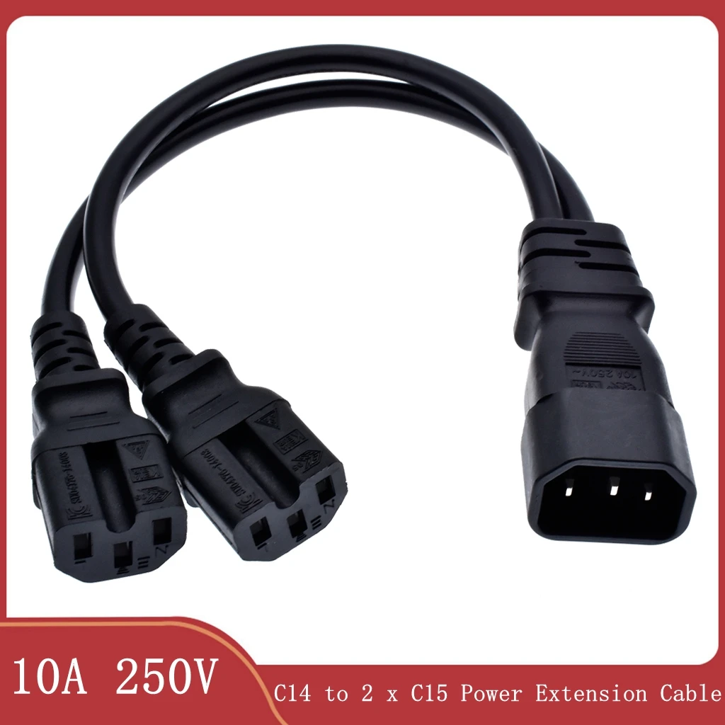 C14 to dual C15 sokcet Conversion cable,UPS Server Y Splitter C14 to 2 ...