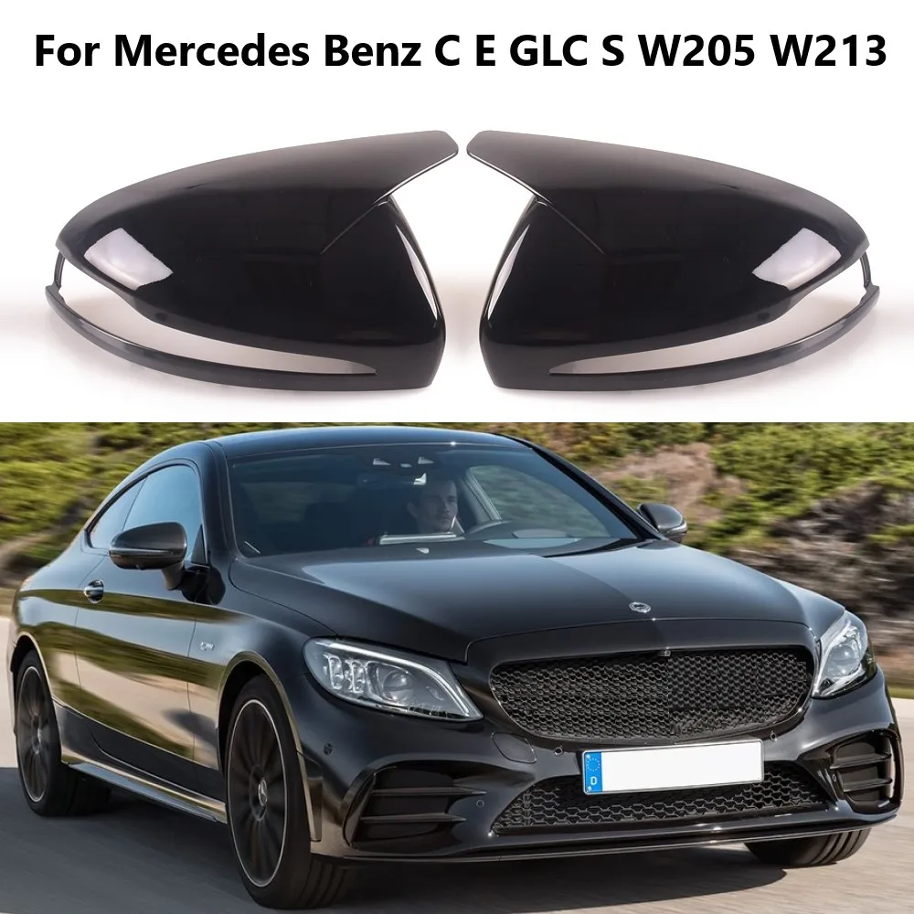 2PCS Glossy Black Car Side Rearview Mirror Cover Caps Shell For ...