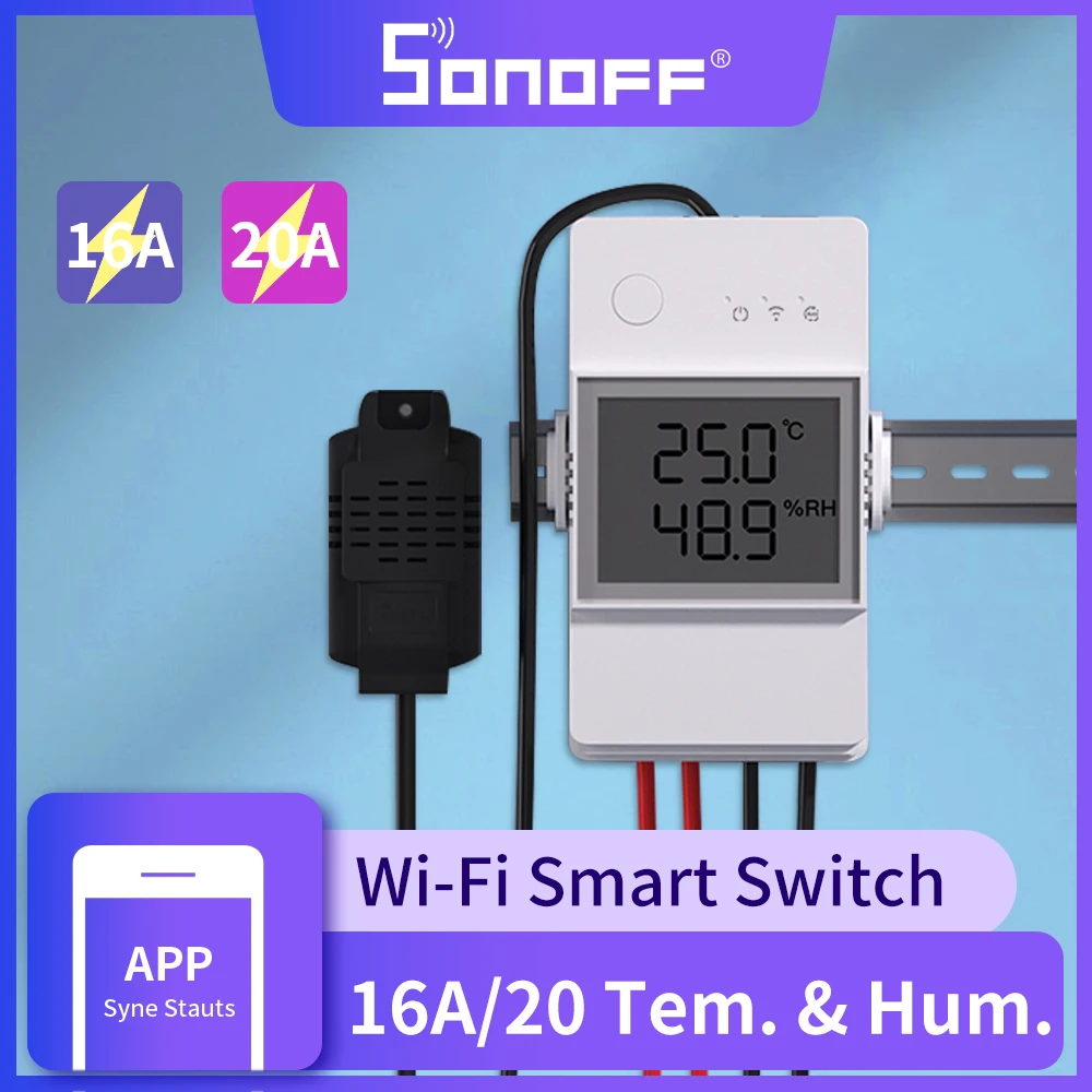 SONOFF-TH-Elite-TH16-16A-20A-Wifi-Smart-Switch-Smart-Home-Temperature ...