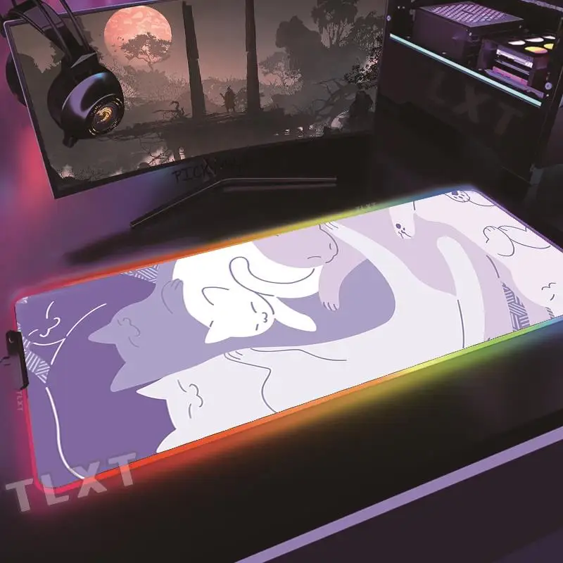 LED-Gaming-Mousepads-Large-Backlight-RGB-Mouse-Pad-Kawaii-Cat-Luminous ...