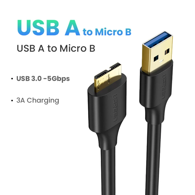UGREEN Micro B Cable USB 3.0 3A Fast Charging 5Gbps Data Cable External ...