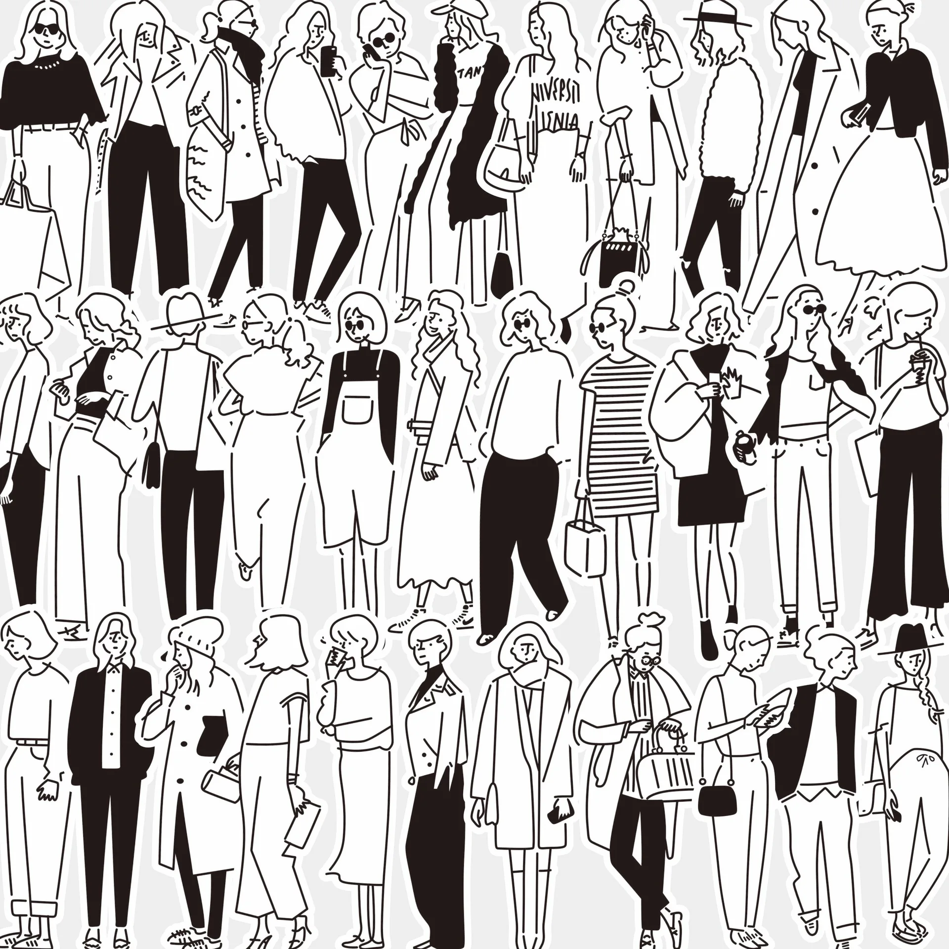 63pcs Black White Fashion girl waterproof Sticker Retro character ...