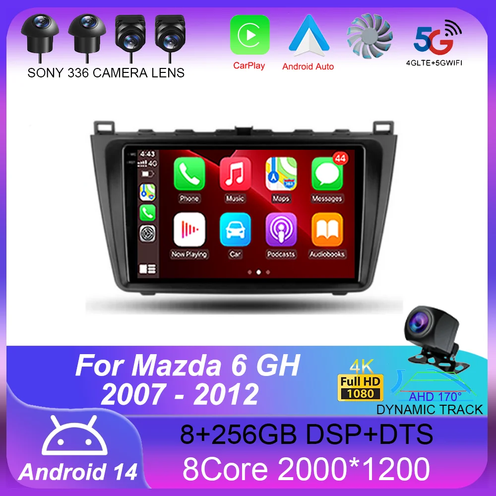 Android-14-Wireless-CarPlay-Auto-Car-Radio-For-Mazda-6-GH-2007-2012 ...