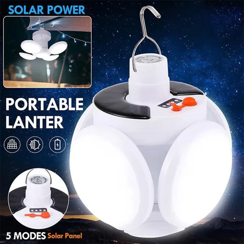 Solar Light Bulb Camping Solar Led Light Usb Rechargeable 5lighting ...