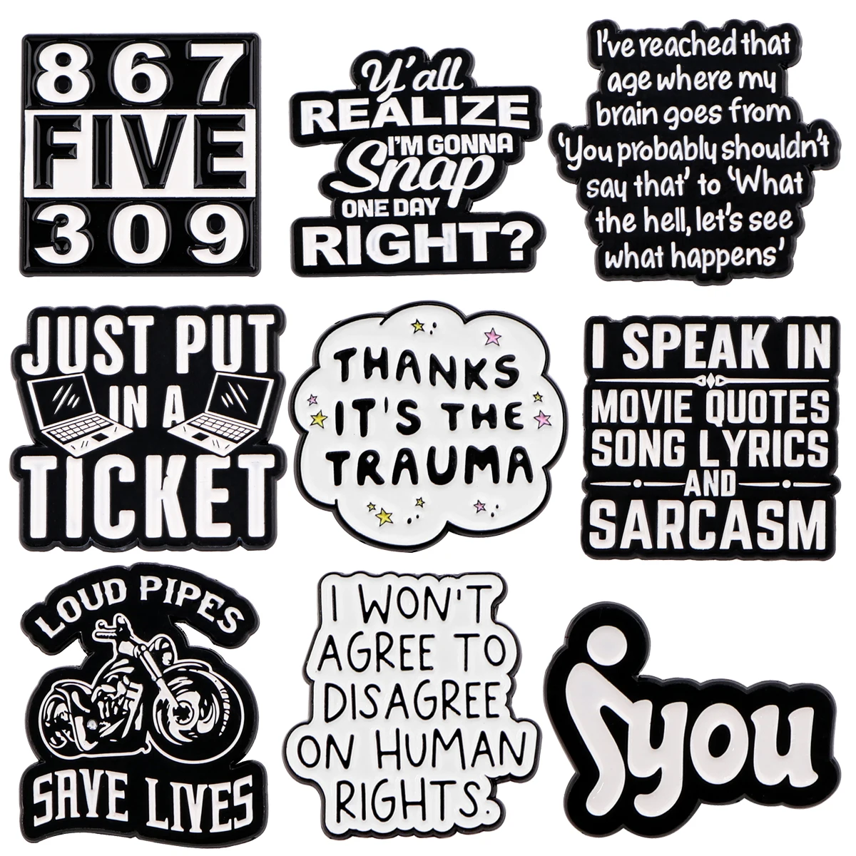 Motivational Phrase Enamel Pins Metal Brooch Backpack Hat Bag Collar ...