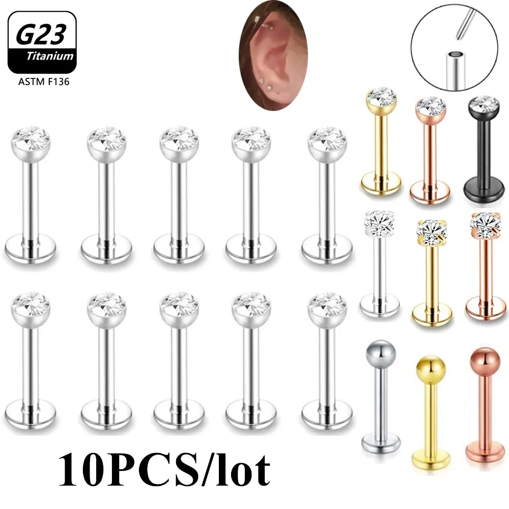 10-Pcs-Lot-Ear-Helix-Piercings-Titanium-Labret-Piercing-CZ-Studs-Body ...