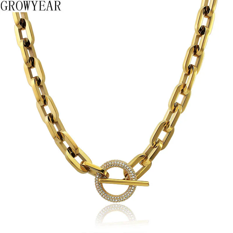 Stainless-Steel-Necklace-Chain-T-Toggle-Clasp-Crystal-Stones-Link-Lock ...