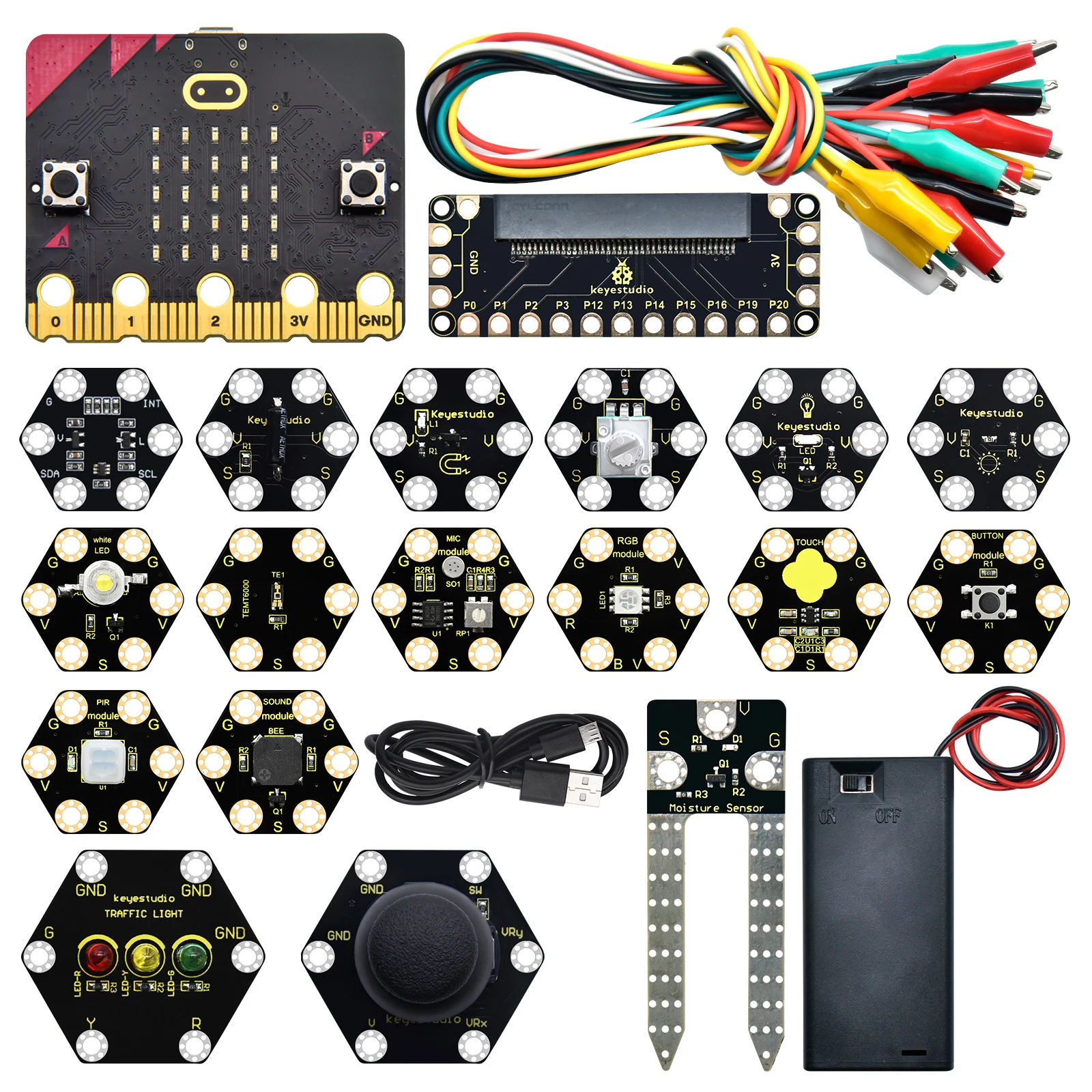 Keyestudio-Microbit-Honeycomb-Smart-Wearable-Programmable-Ultimate-Kit ...