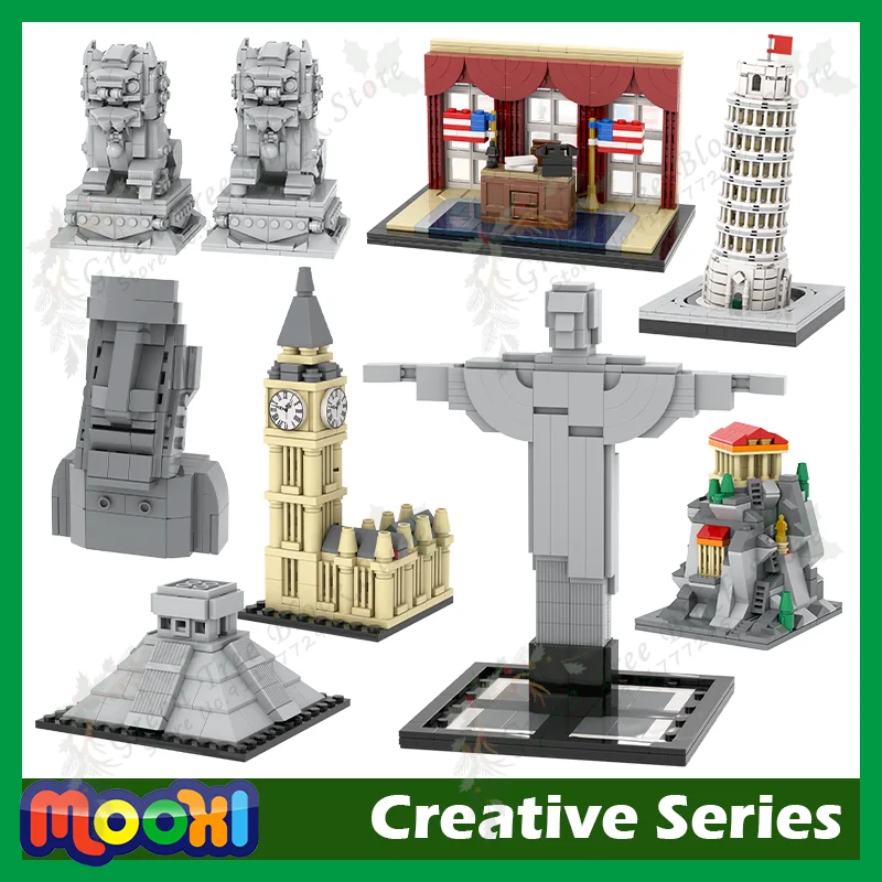 Famous Buildings MOC Creative Building Block Moai Palace Jesus Stone ...