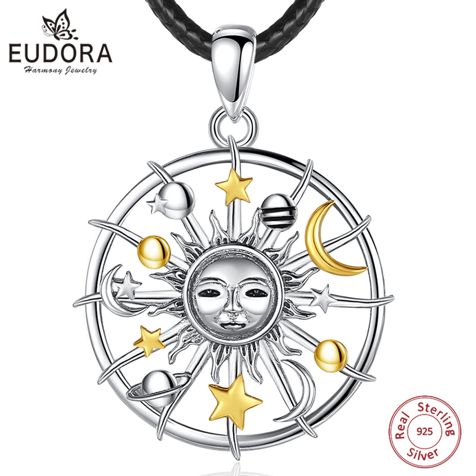 Eudora-925-Sterling-Silver-Sun-Moon-Necklace-for-Man-Women-Vintage-Star ...