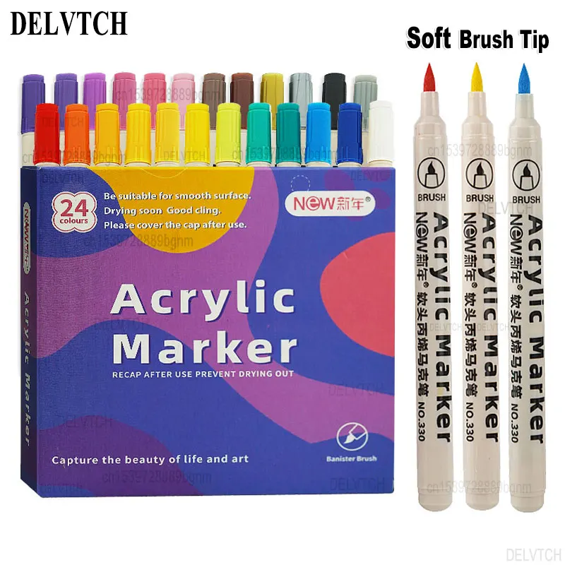12-24-36-Colors-Acrylic-Paint-Art-Marker-Pen-Soft-Brush-Tip-DIY ...