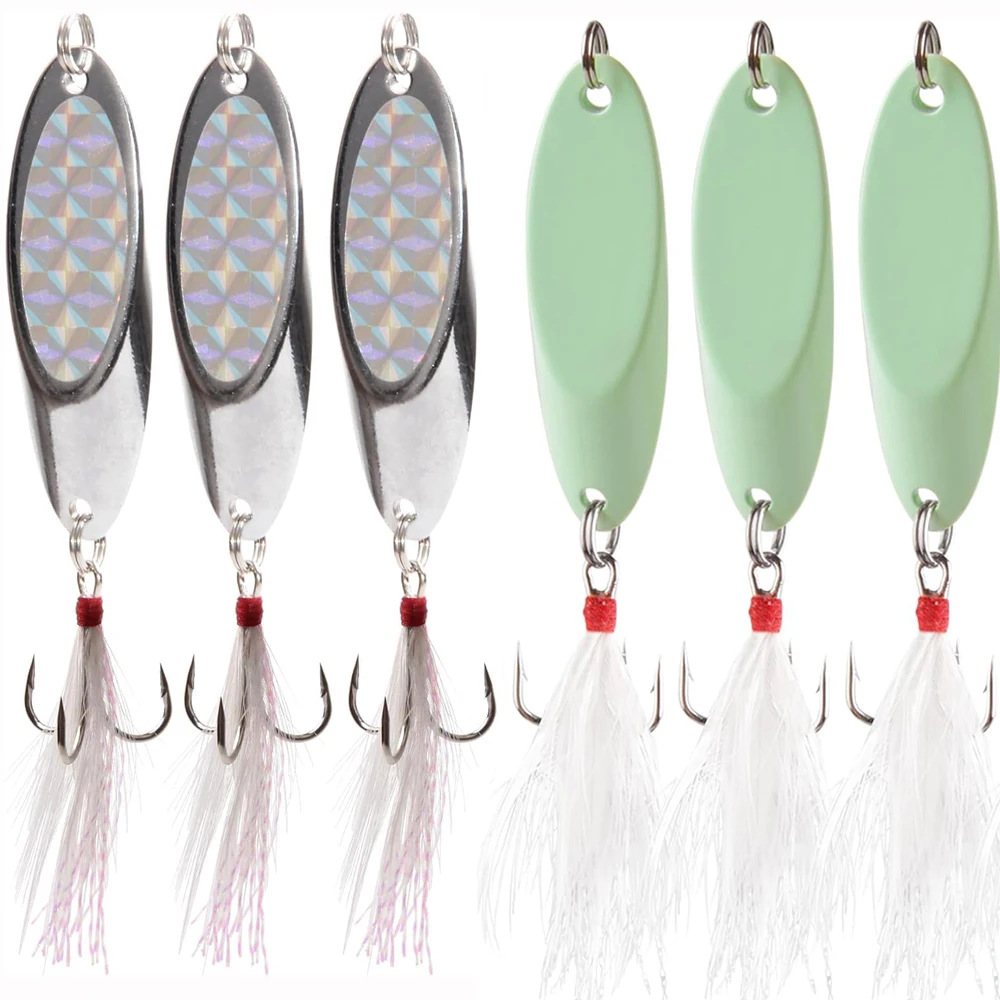 12Pcs Spoon Lure Jigging Fishing Lures Luminous Metal jig with Crystal ...
