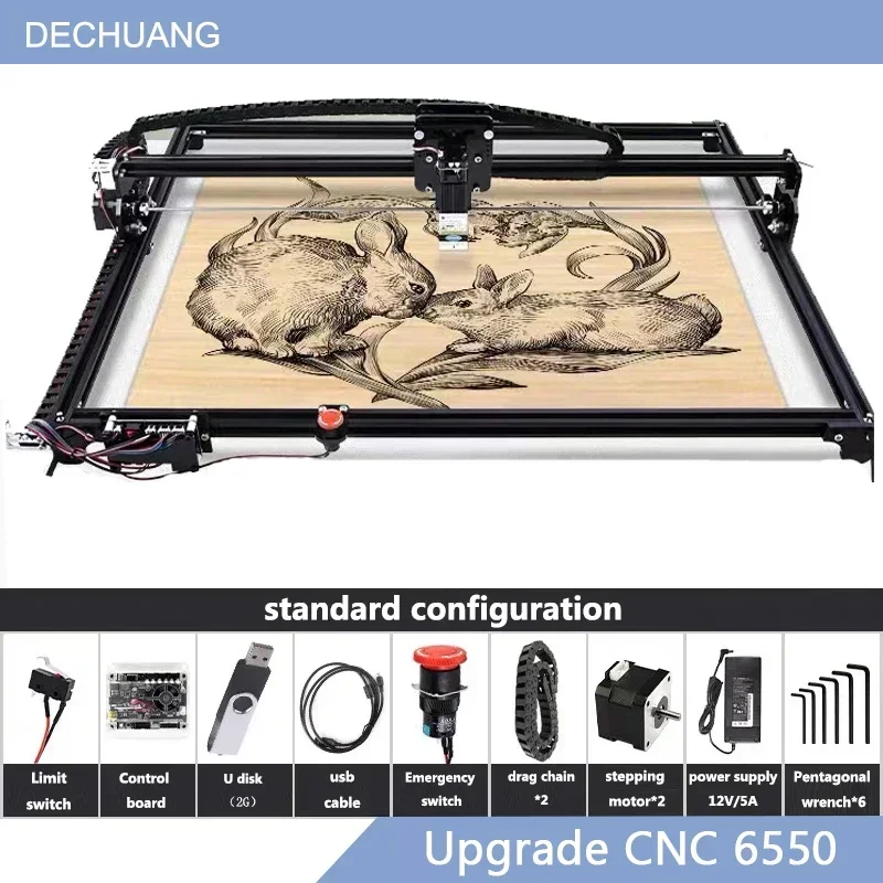 Black CNC 6550 2-Axis NEW CNC Engraving Machine Work Area 65*50cm 20w ...