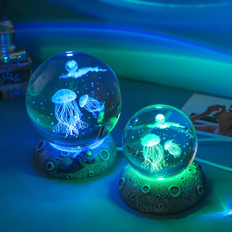 Creative Luminous Crystal Ball Night Light 3D แกะสลักดาว Sea ของขวัญ ...