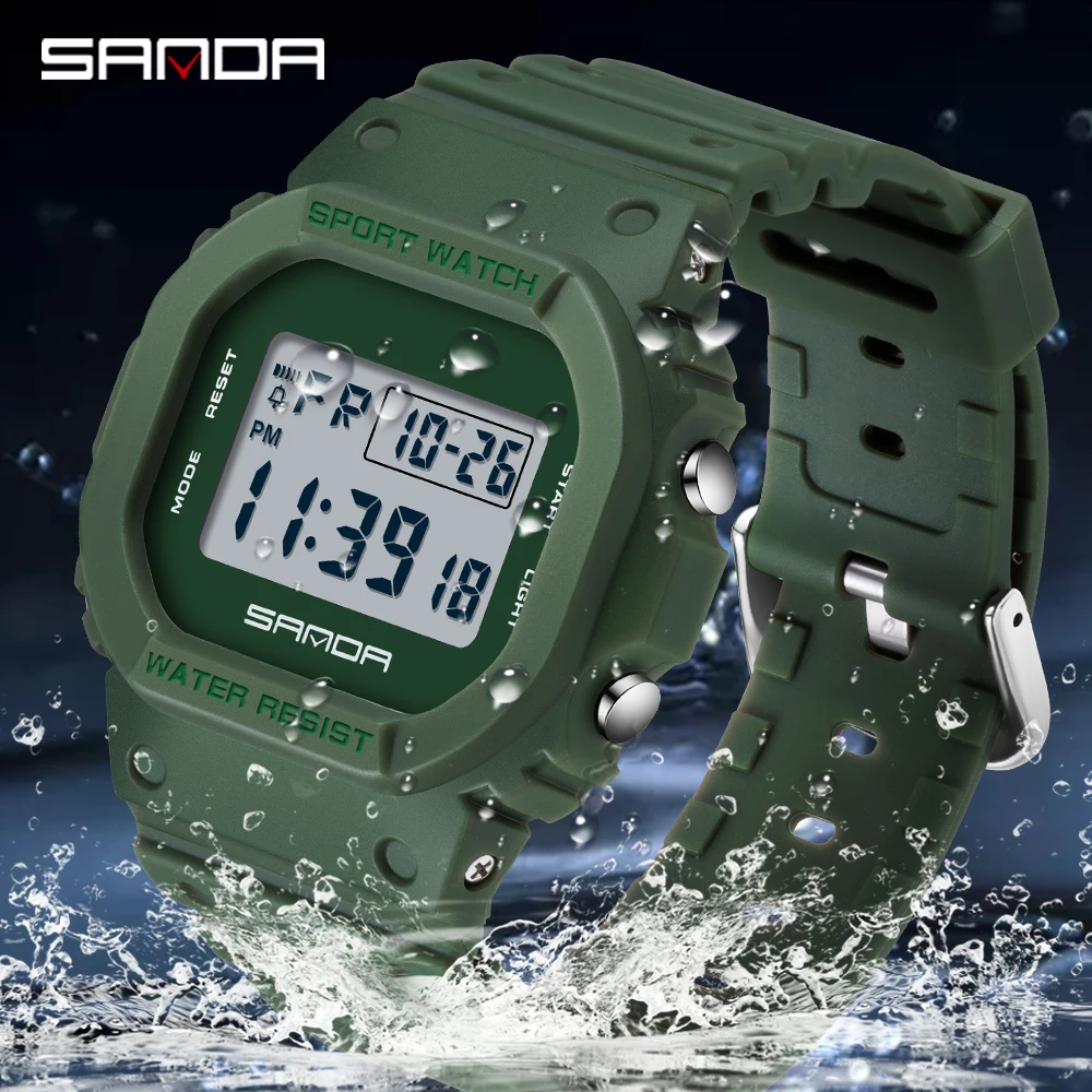 SANDA 2107 Waterproof Luminous Digital Watch Military Sports Men ...