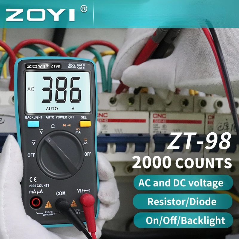 ZOYI-Digital-Multimeter-6000-counts-Backlight-AC-DC-Ammeter-Voltmeter ...