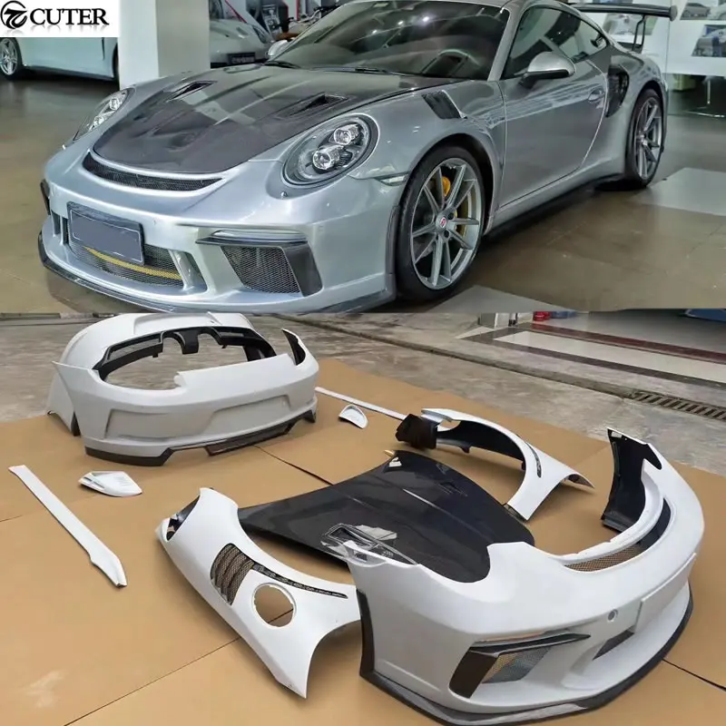991.2 GT3 RS Style Carbon Fiber PP Front Bumper Rear Bumper Side Skirts ...