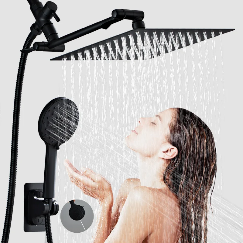 8-10-Inch-Black-Bathroom-Shower-Set-Luxury-High-Pressure-Rain-Shower ...