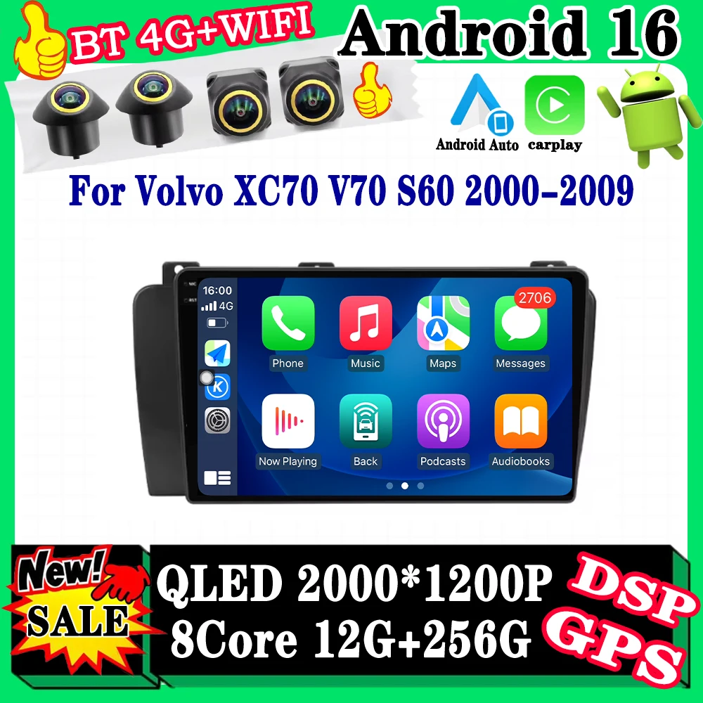 Android16 For Volvo XC70 V70 S60 2000-2009 CarRadio Multimedia Player ...