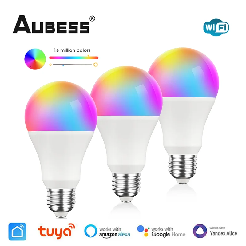 E27/B22 Tuya Wifi Smart Light Timer Dimmable RGBCW Music Scene Sync LED ...