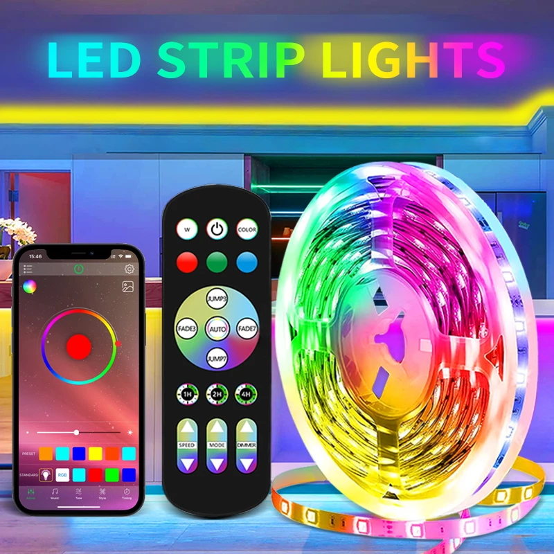 1M-30M LED şerit ışık 5050 RGB 5V USB Bluetooth LED ışıkları esnek şerit bant Neon ışıkları TV ...