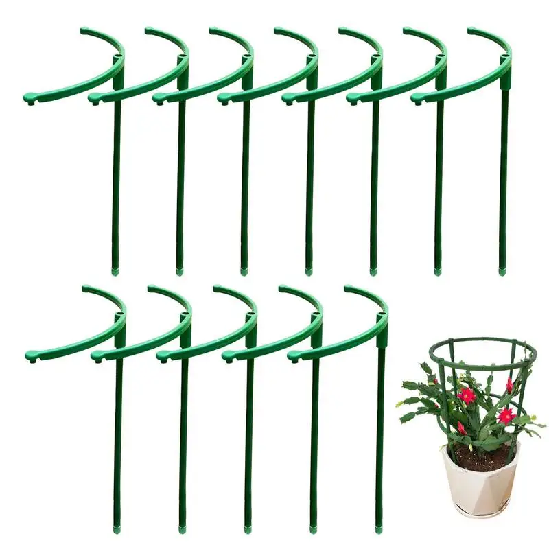 12pcs-Plastic-Plant-Support-Stake-Pile-Frame-Garden-Flower-Support-For ...
