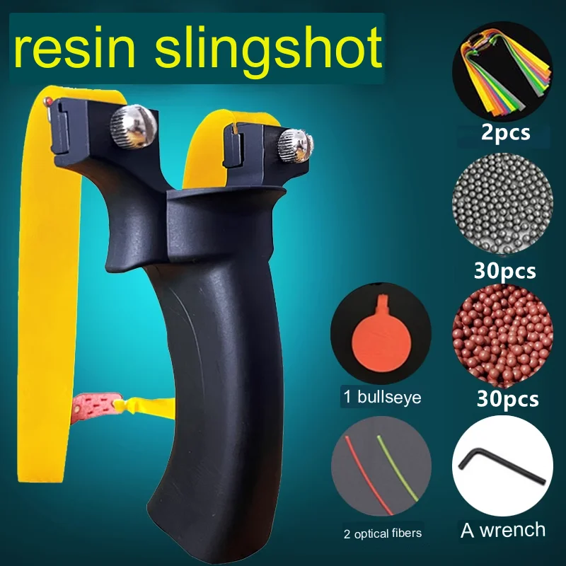 Powerful-Resin-Slingshot-with-Flat-Rubber-Band-Professional-Hunting ...