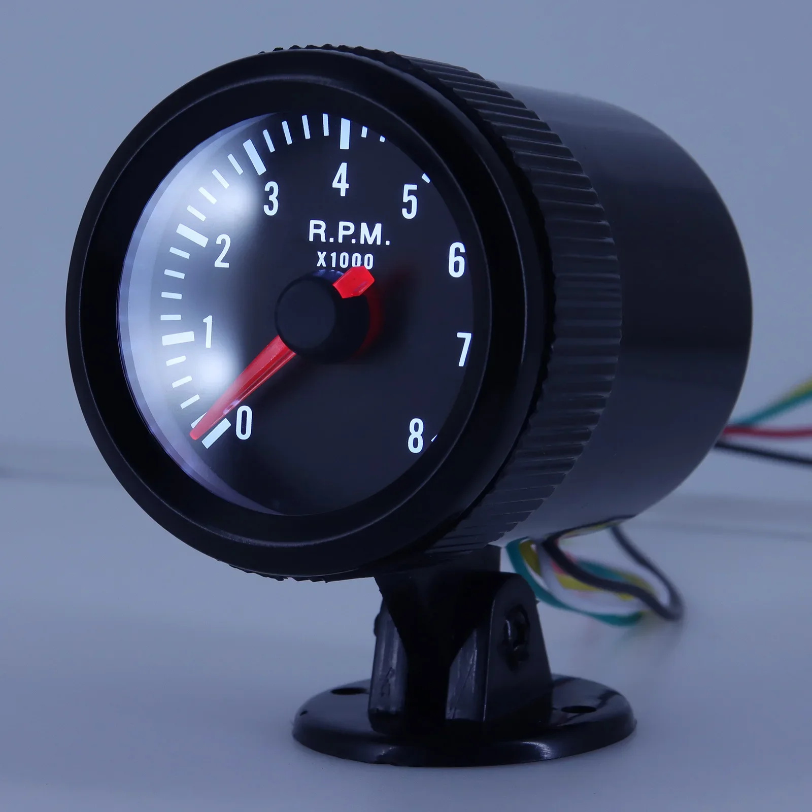 Auto-Car-0-8000RPM-2-52mm-Tachometer-White-LED-Tach-Meter-with-Holder ...