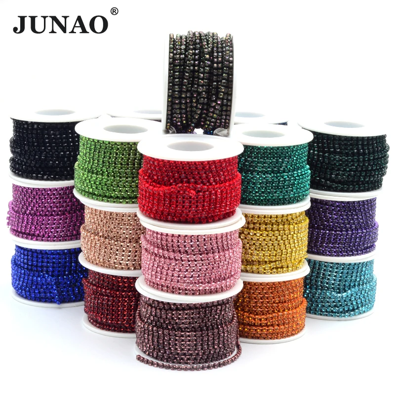 JUNAO-10Yard-SS6-SS8-SS12-SS16-Sewing-Colorful-Glass-Rhinestone-Chain ...