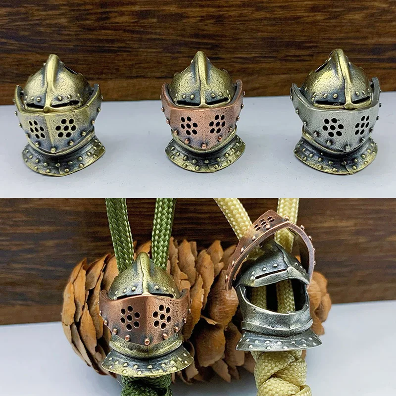 Openable-Medieval-Armor-Warrior-Helmet-Brass-Paracord-Woven-Keychains ...