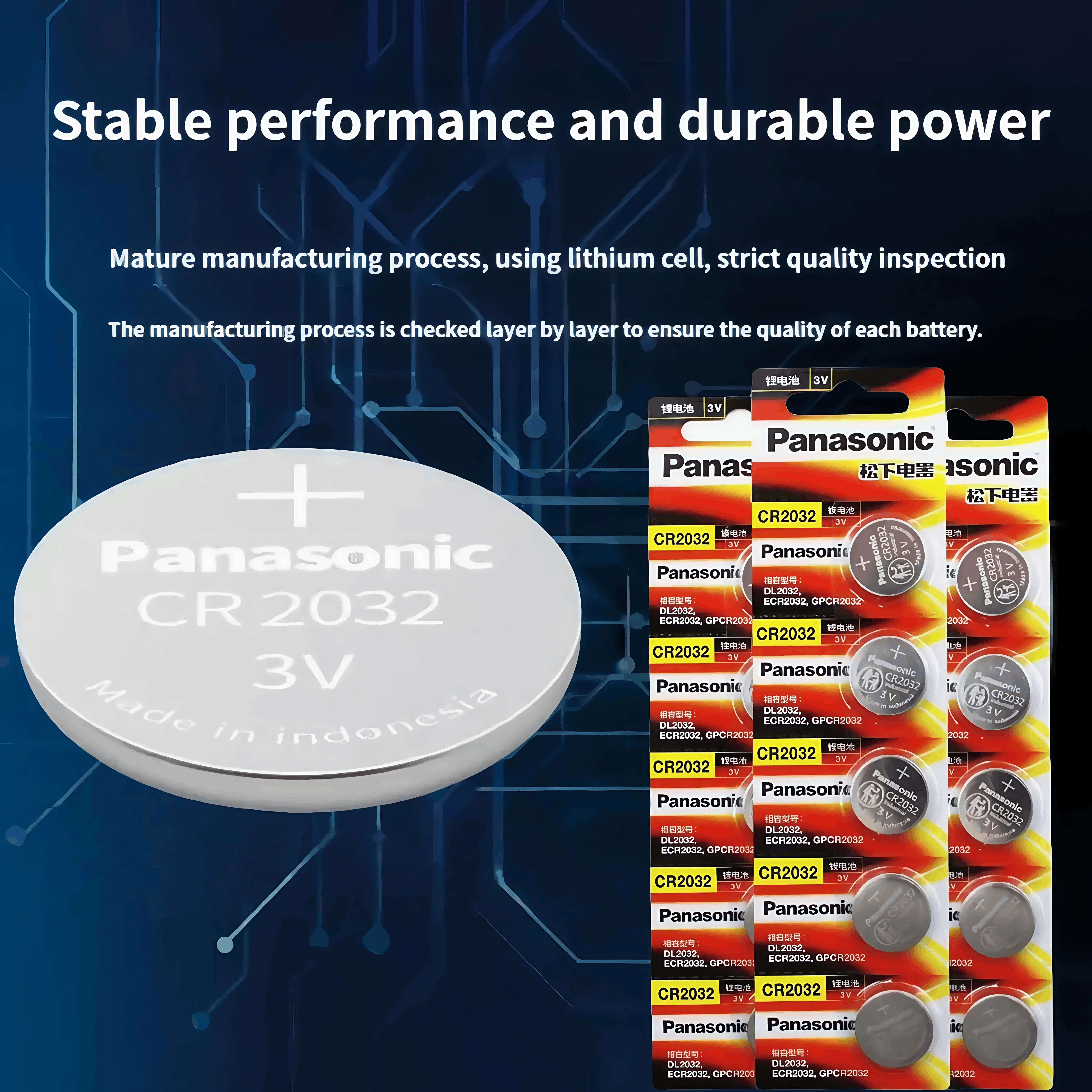 5-100PCS CR2032 3V Battery Panasonic for Hearing Aid, Glucose Monitor ...