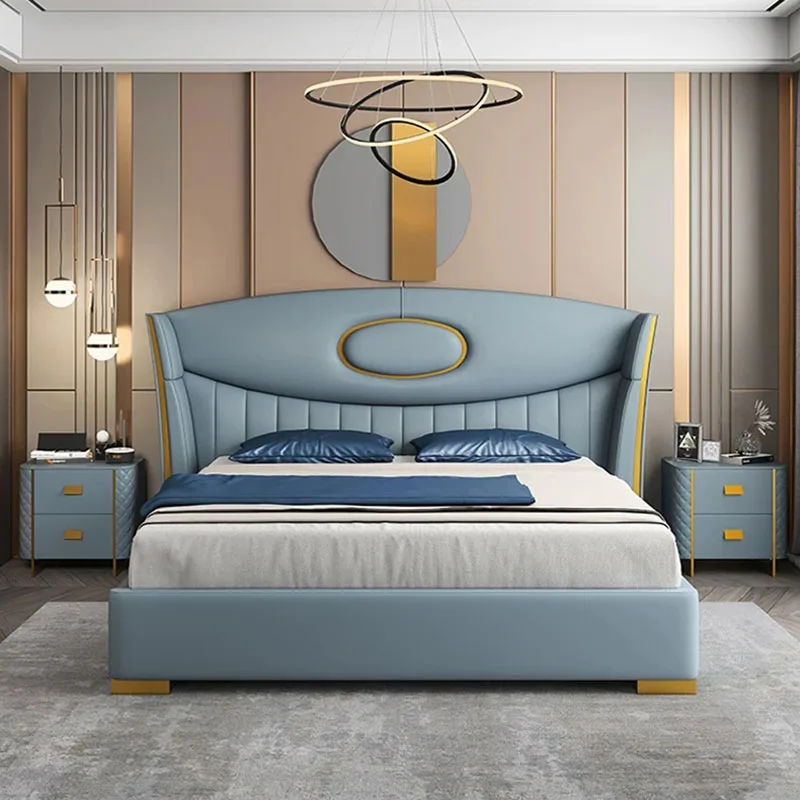 Luxo-Light-Bedroom-Set-King-Bed-Frames-toque-macio-materiais-seguros ...