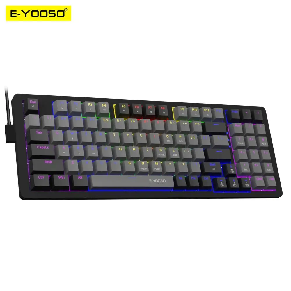 E-YOOSO Z94 USB Mechanical Gaming Keyboard Wired Monochrome LED Backlit ...