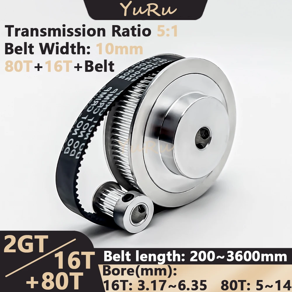 2GT 2M 16T 80Teeth GT2 16Teeth 80T Timing Belt Pulley Set Bore 3.17 ...
