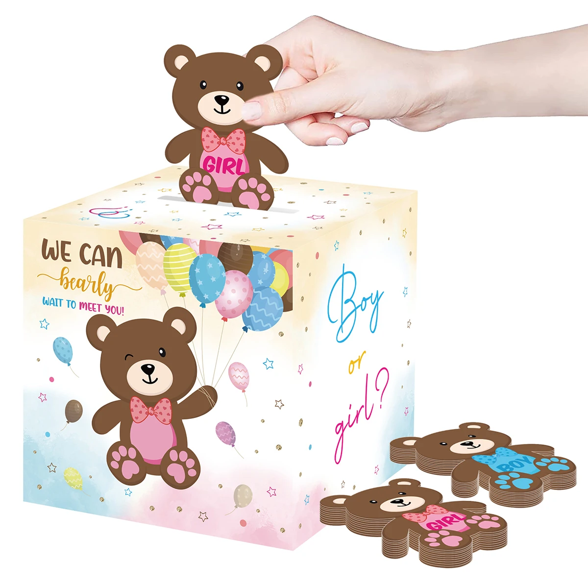 Baby-Gender-Reveal-Voting-Box-Boy-Or-Girl-Bear-Ballot-Vote-Card-Gender ...