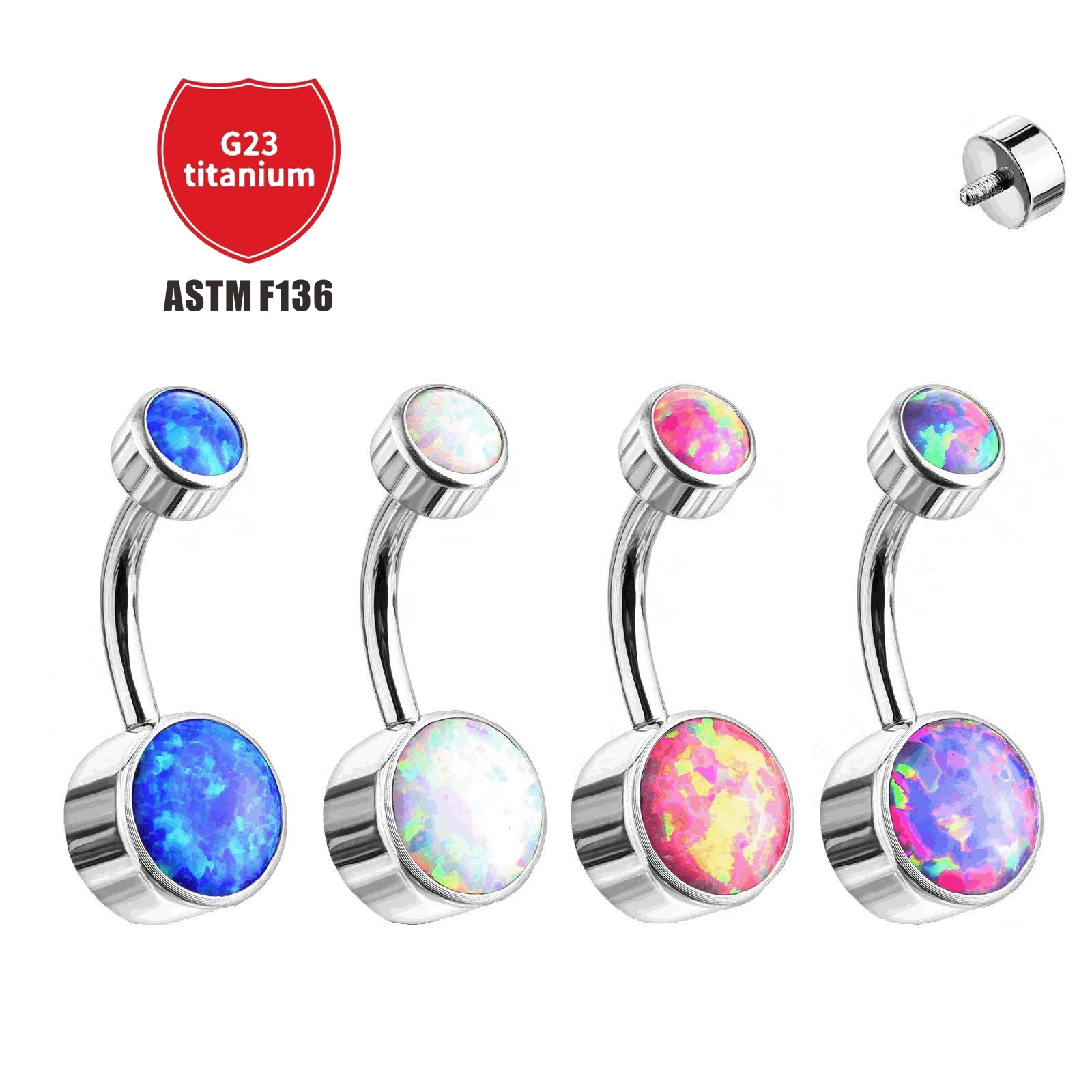 ASTM-F136-anillo-Multicolor-de-palo-de-titanio-para-mujer-Piercing-para ...