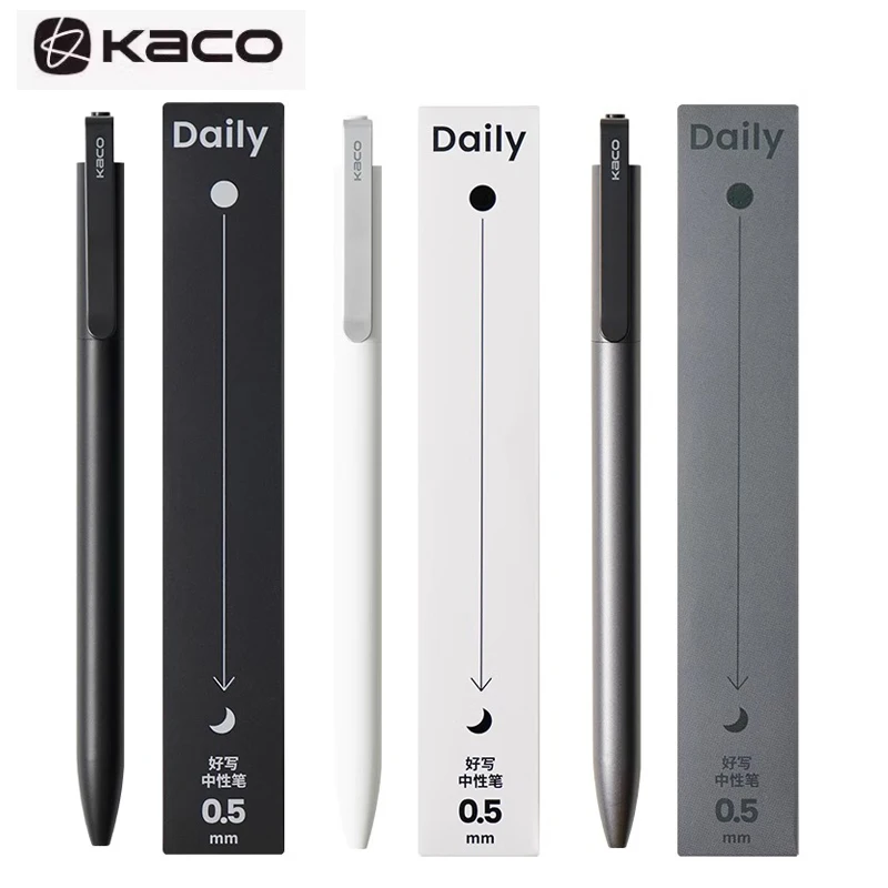 KACO-Gel-Pens-Press-Signature-Pen-Stationery-Metal-Pen-Clip-0-5mm-Black ...