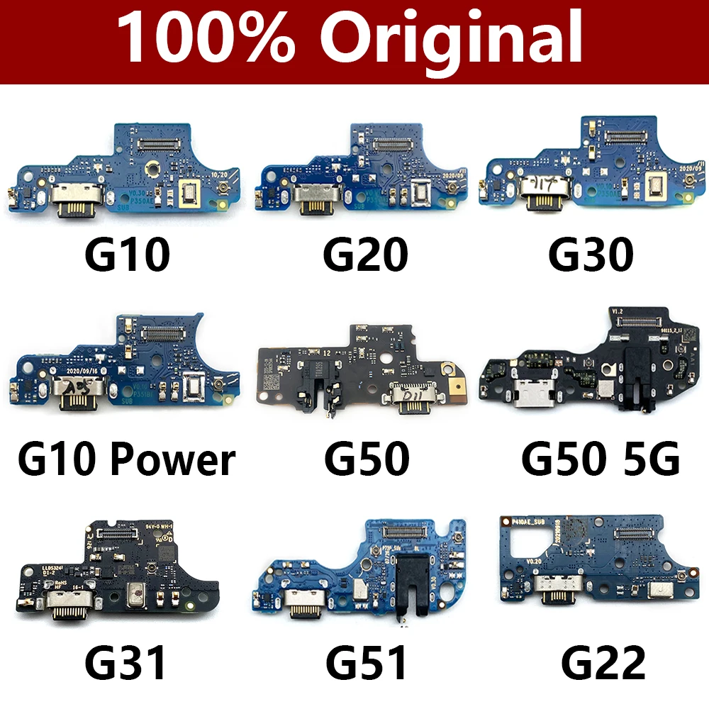 Puerto de carga USB 100% Original, Conector de placa, Cable flexible para Moto G10 Power G20 G30 ...