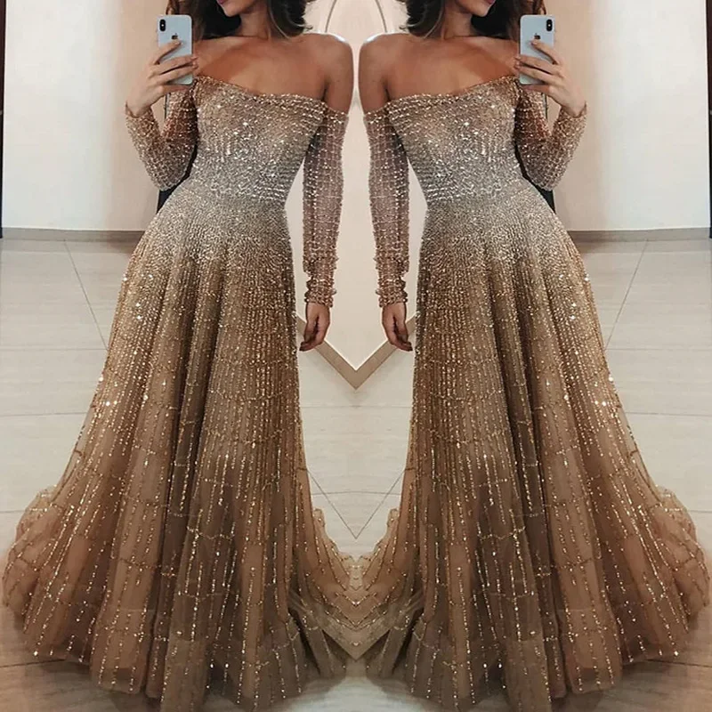 Sc2031-Popular-New-Amazon-Long-Dress-2023-Autumn-Winter-Crystal-Shining ...